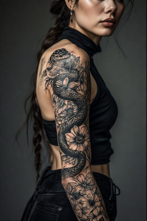 15 Floral Girly Sleeve Tattoo Ideas | All Stuffs Guide