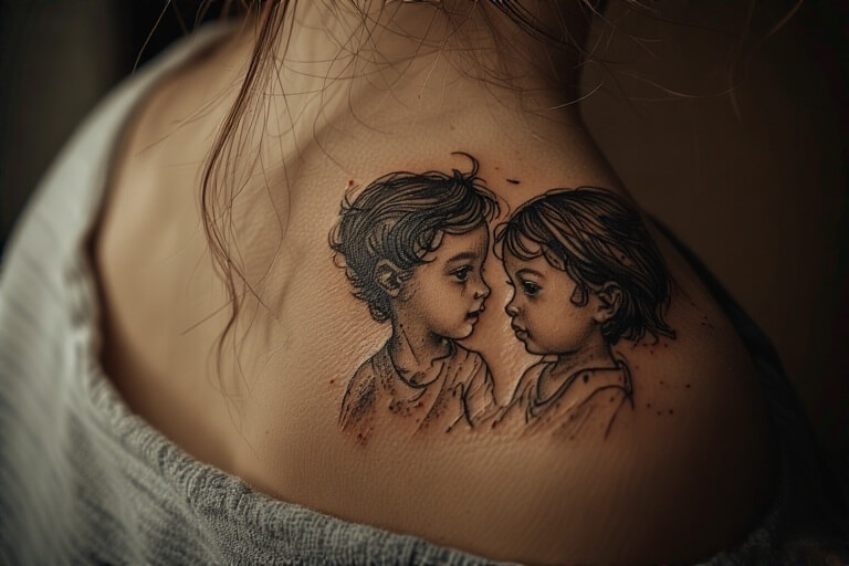 30 Beautiful Two Children Tattoos For Moms | All Stuffs Guide